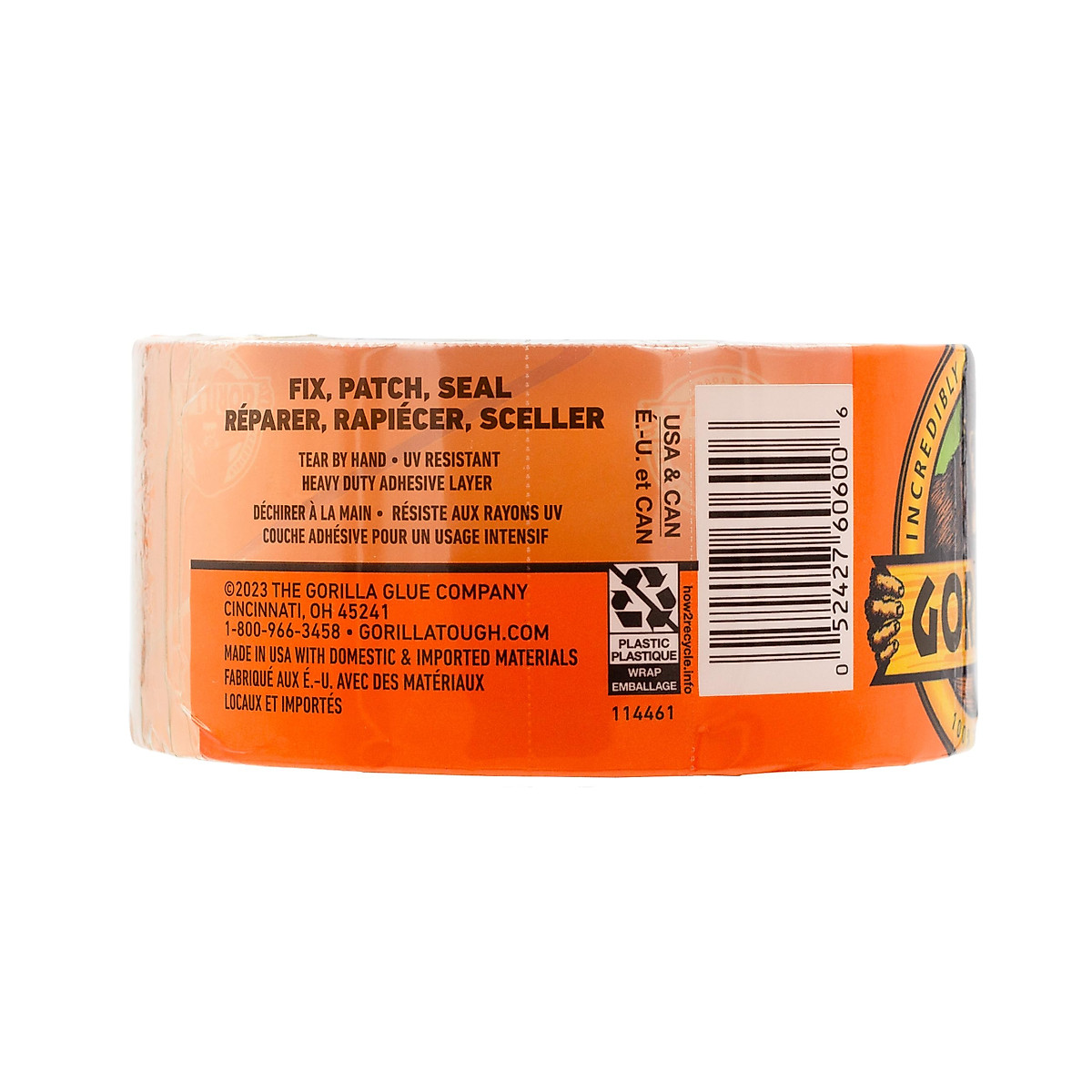 Gorilla Crystal Clear Repair Duct Tape, 1.88” x 18 yd, Clear, (Pack of 1)