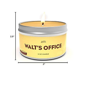 Park Scents Walt's Office Candle Delicate Calming Scent-Fragrant Pipe Tabacco with hints of Vanilla - Inspired by The Warm Atmosphere of Walt Disney's Office - Handmade in The USA | 8 oz. Tin