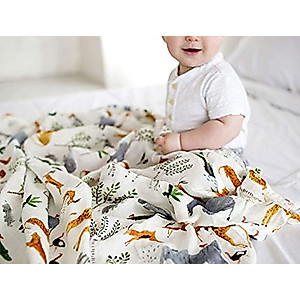 Loulou Lollipop Soft Baby Swaddle Blanket Muslin Wrap Receiving Blanket for Newborn to Toddler Girl and Boy, Large 47” by 47” - Safari Jungle…