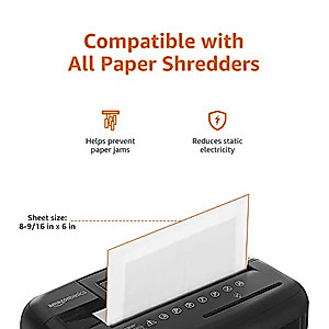 Amazon Basics Paper Shredder Sharpening & Lubricant Sheets, Pack of 24, White