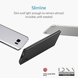 Anker PowerCore Slim 5000 Portable Charger, Ultra Slim 5000mAh External Battery with High-Speed Charging Technology, Pocket Friendly Power Bank, Perfectly Designed for Smartphones