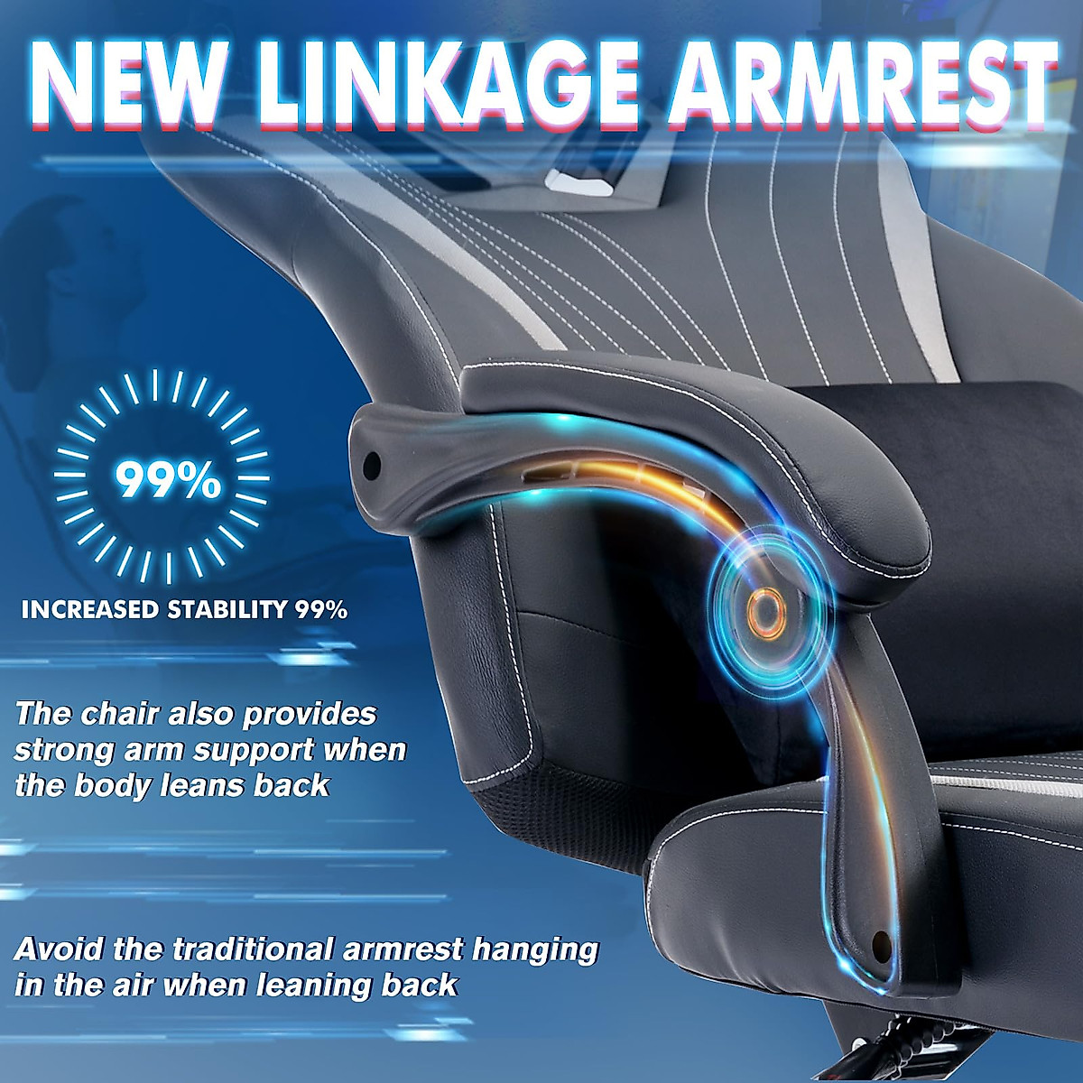 Computer Gaming Chair with Footrest,Big and Tall Gaming Chair for Heavy People,Comfortable Gaming Chair with Lumbar Support and Headrest for Adults 450lbs