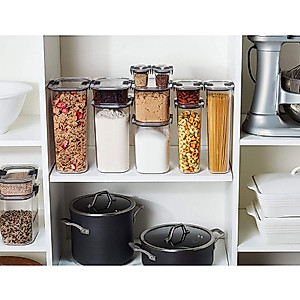 Rubbermaid 10-Piece Brilliance Food Storage Containers for Pantry with Salad Dressing and Condiment Containers and Lids, Dishwasher Safe, Clear/Grey