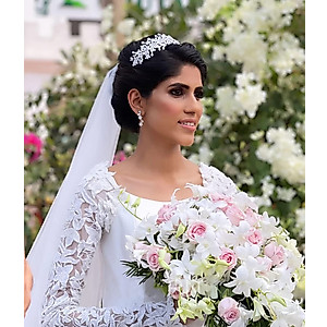 Jorsnovs CZ Wedding Headpieces for Bridal CZ Tiaras for Women Cubic Zirconia Sweet 16 Birthday Headbands Hair Accessories