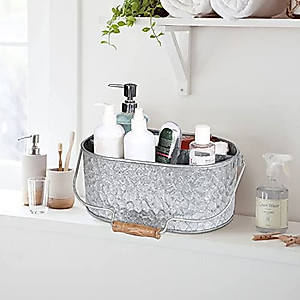 Galvanized bucket,Utensil Caddy,Tin ware décor,Utensils caddy,Picnic utensil holder caddy,Cutlery Caddy,Flatware caddy,Galvanized Utensil caddy,Galvanized Storage bins,Outdoor utensil -Natural