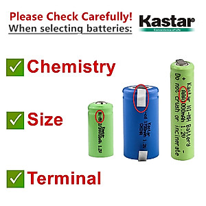 Kastar 2-Pack 1.2V 2200MAh Ni-MH Battery Compatible with Braun 7540 7570 7630 7680 7690 7765 7785 7795 Micron Vario 3 XP 5615 Dantona RAZOR-17 RAZOR-19 Exell Battery EBR-17 EBR-19 Omega CL511