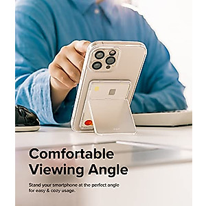 Ringke Stand Slot Card Holder [Phone Wallet Stick on + Stand] ID & Credit Card Holder for Phone Case, Solid Card Wallet with Phone Kickstand Compatible with iPhone Galaxy Android - Clear Mist