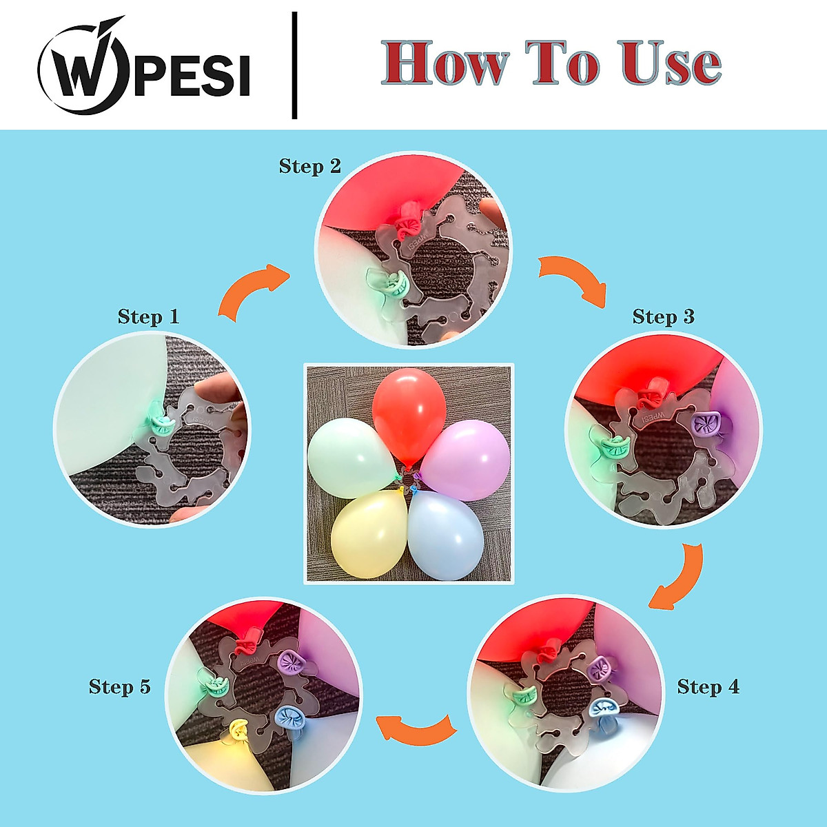 WPESI Balloon Clips 60 pcs,Balloon Connectors Clip Holders for,Balloon Clips for Arch,Fasteners Wedding Party Birthday Accessories for Quick Knotting Christmas Arch