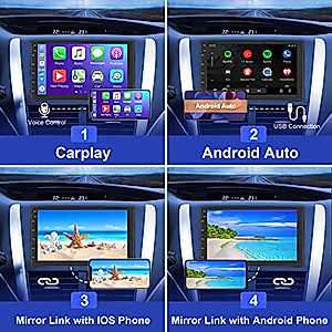 EAKT Android10 Car Stereo 4+64GB Intelligent Voice 7'' Car Radio with Carplay DSP Double Din Touch Screen GPS Navigation Split Screen Support 4G WiFi Bluetooth FM Steering Wheel Control DVR