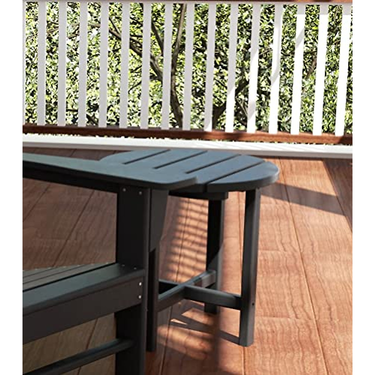 WO Home Furniture Outdoor Side Table 18" Round Outdoor Adirondack Small End Table (Black)