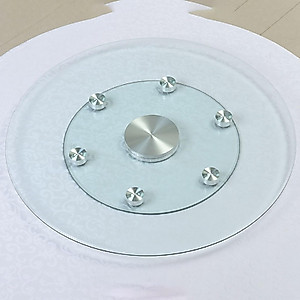 24 Inch Glass Lazy Susan Tempered Glass Round Turntable Rotating Serving With Auxiliary Wheel Design, Thicken Explosion-Proof Tempered Glass, For Sharing Food Easier (Size : Ø 60cm/24in)