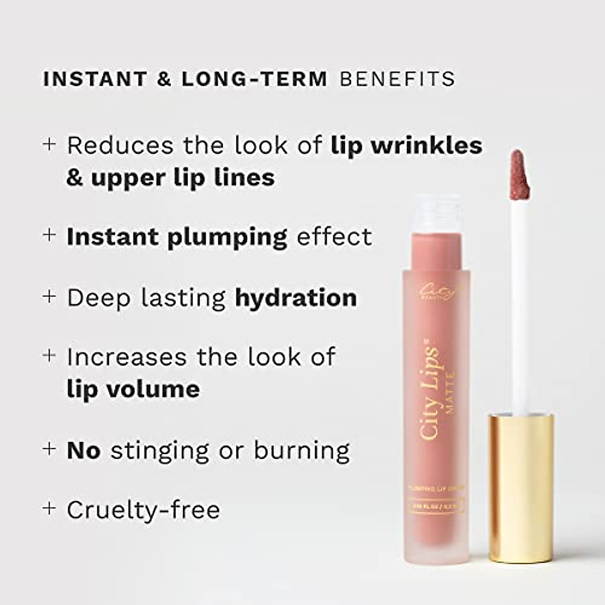 City Beauty City Lips Matte - Plumping Liquid Lipstick - Hydrate & Volumize - All-Day Wear - Hyaluronic Acid & Peptides Visibly Smooth Lip Wrinkles - Cruelty-Free (Blush Rose Matte)