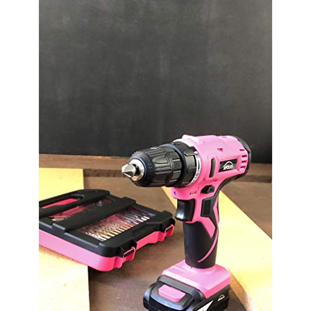 Apollo Tools Powerful Lightweight Cordless Drill, 10.8 Lithium Ion Battery with 30-Piece Accessory Drill Bit Set - Pink Ribbon - Pink- DT4937P