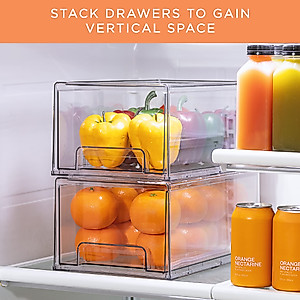 Sorbus Fridge Drawers - Clear Stackable Pull Out Refrigerator Organizer Bins - Food Storage Containers for Kitchen, Refrigerator, Freezer, Vanity & Fridge Organization and Storage (2 Pack | Large)