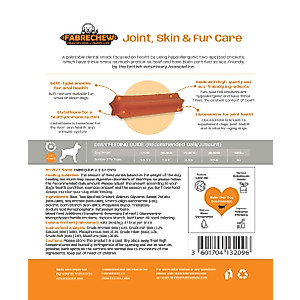 Fabrechew Orange Joint, Skin & Fur Care Dog Treats : High-Protein Dental Snacks with Cricket Protein, Hypoallergenic, Meat Free, Supports Joint Health & Promotes Skin and Coat, Soft Type (14 Pcs)