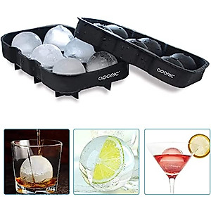 Ice Cube Tray, Large Square Ice Tray and Sphere Ice Ball Maker with Lid for Whiskey, Reusable and BPA Free (Silicone Ice Cube Molds Set of 2)
