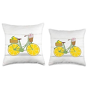 Wild Honey Collections Lemon Bicycle Rustic Farmhouse Throw Pillow, 16x16, Multicolor