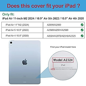 ProCase Smart Case for iPad Air 6th Generation 11 inch M2 2024/10.9 Air 5th Generation 2022/10.9 Air 4th 2020, Protective Cover for iPad Air 6 5 4 Gen -Navy