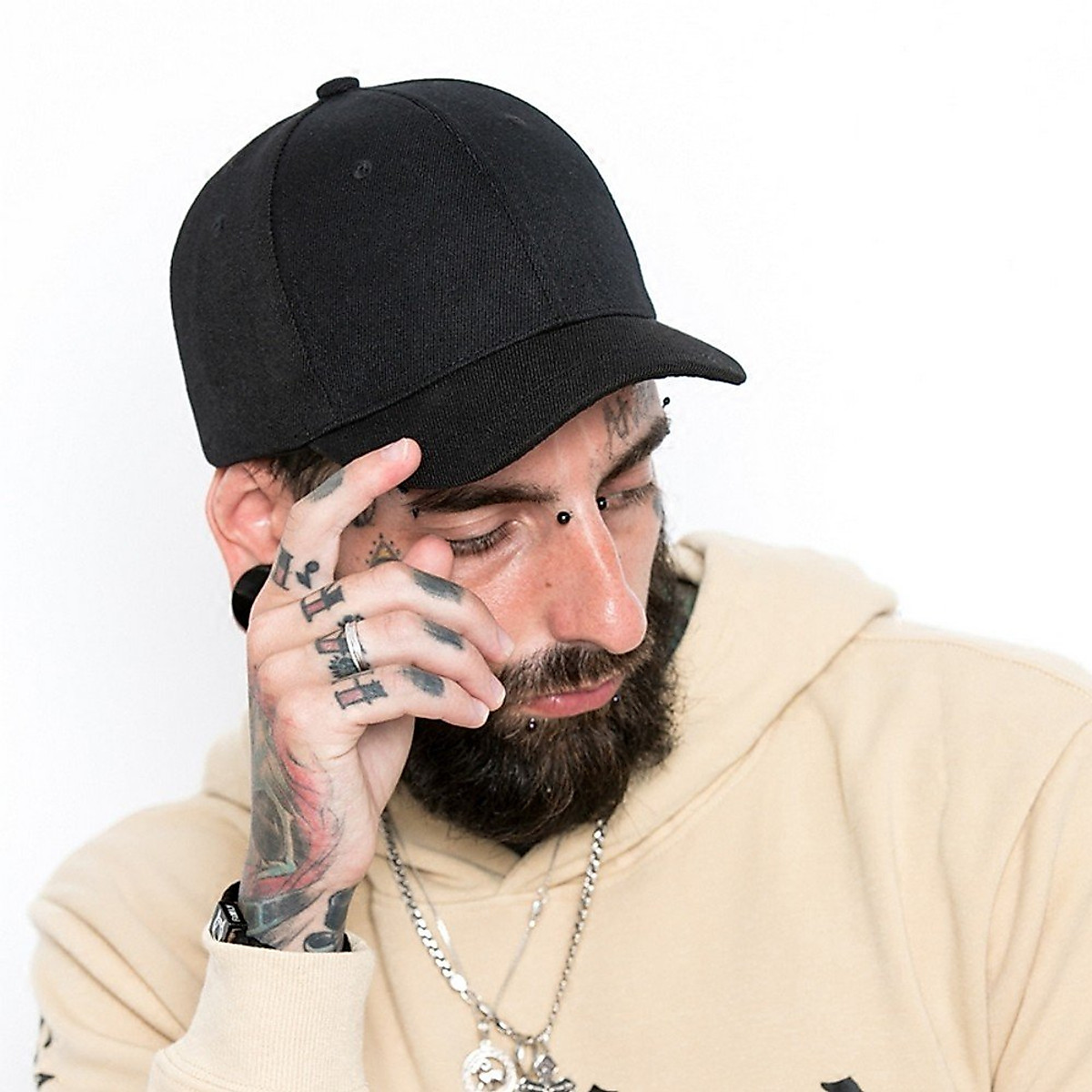 CLAPE Baseball Cap Short Brim Cotton Twill Cap Trucker/Baseball Style Cap Black