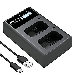 NP-FW50 Battery Charger, LCD Dual Charger Compatible with Sony Alpha A6000, A6400, A6100, A6300, A6500, A5100, A7, A7 II, A7R, A7R II, A7R2, A7S, A7S II, A7S2, A5000, A3000, RX10, NEX-3/5/7 Series