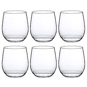 Amazing Abby - Cindy - 14-Ounce Unbreakable Tritan Wine Glasses (Set of 6), Plastic Stemless Wine Tumblers, Reusable, BPA-Free, Dishwasher-Safe, Perfect for Poolside, Outdoors, Camping, and More