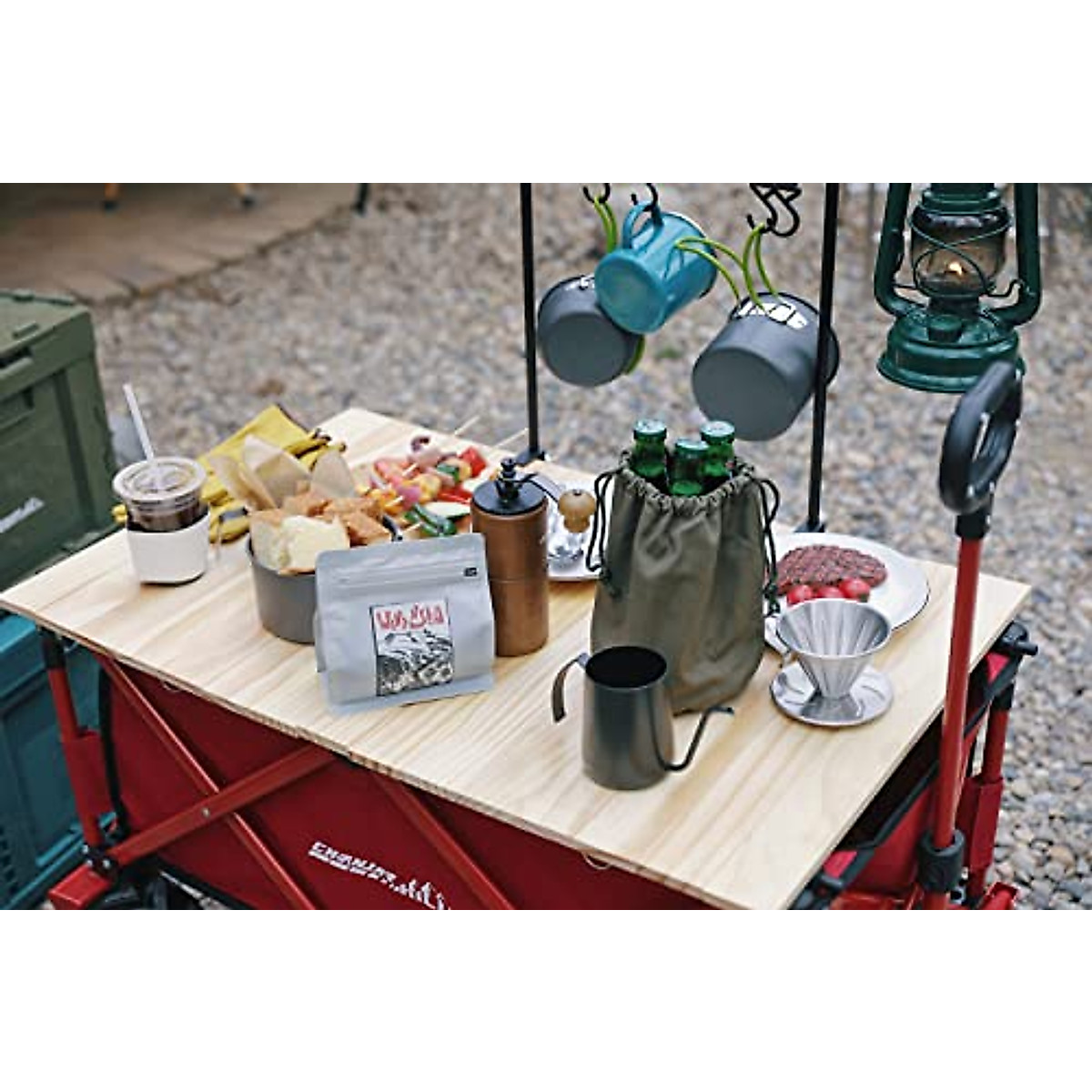 Utility Folding Wagon Garden Carts with Wood Roll Table, Heavy Duty Wagon Shopping Cart for Sports Outdoor Camping Fishing (with Wood Roll Table)