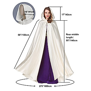 BEAUTELICATE Women's Wedding Hooded Cape Bridal Cloak Poncho Full Length Light Ivory