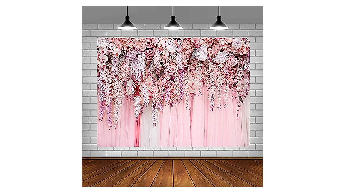 ABLIN 8x6ft Pink Rose Backdrop for Weddings & Events