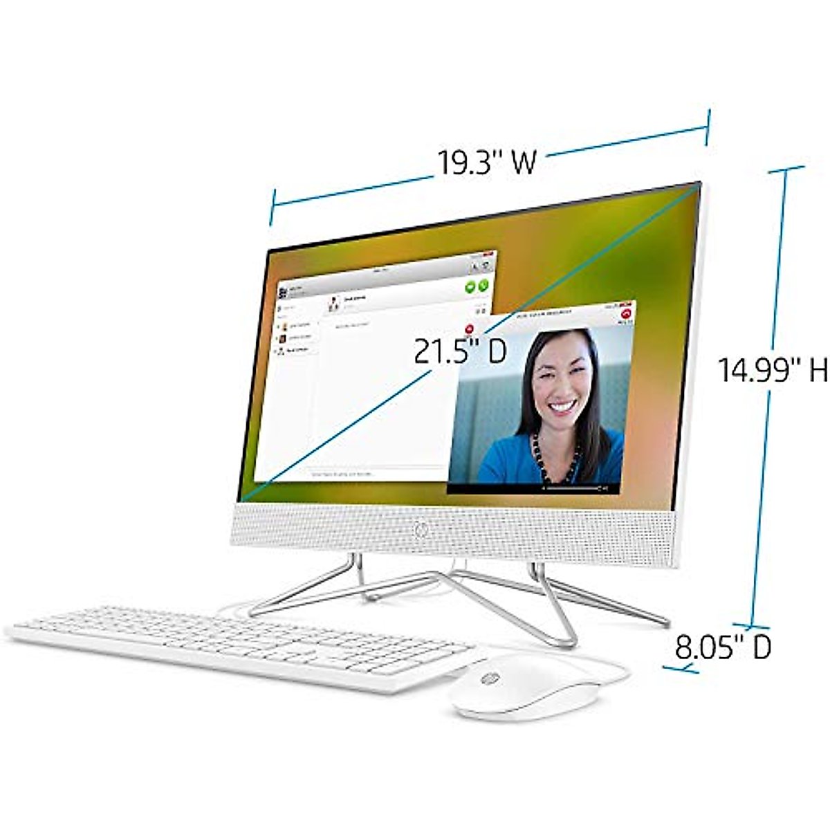 HP 2022 Newest 22-inch FHD All-in-One Desktop Computer - Dual-Core AMD Athlon Silver 3050U - 8GB DDR4 RAM-256GB SSD - WiFi Bluetooth - Windows 11 Pro - Snow White w/ 32GB USB Drive