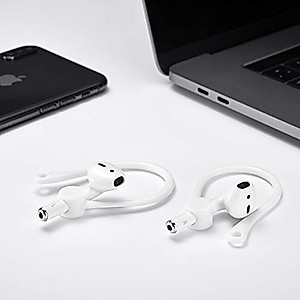 Ear Hooks Designed for Apple AirPods 1, 2, 3, Pro and Pro 2, ICARERSPACE AirPods Ear Hooks for Running, Jogging, Cycling, Gym - White