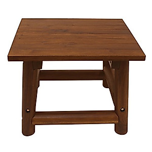 Leigh Country Amber Log Perch Handcrafted Hardwood Acacia Small Rectangular Accent Side End Table for Outdoor, Patio, and Garden, Brown