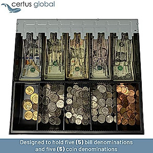 Certus Global Cash Drawer Insert Tray 5 Bills/5 Coins -367mm x 326mm x 60mm