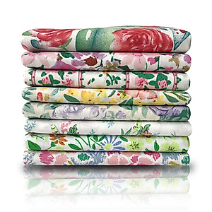 Mililanyo 8pcs 18 x 22inches (46x56cm) Floral Cotton Fabric Small Flower Pattern Pre-Cut Quilt Squares Fat Quarters Fabric Bundles for Sewing and Quilting