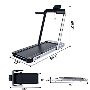 UMAY Foldable Portable Treadmill for Home Office, 7.5 MPH Running & Walking Treadmill 300 lb Capacity with Bluetooth Speaker & APP Control