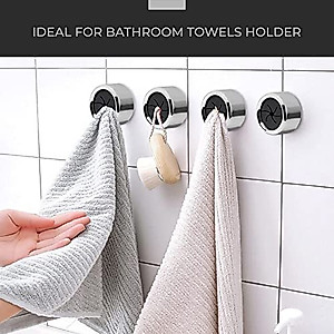 6 Towel Holders Towel Hooks Round Chrome Easy Installation Wall Mount for Kitchen Bathroom Cabinet Garage Hand Dish Shower Outdoor Towel No Drilling