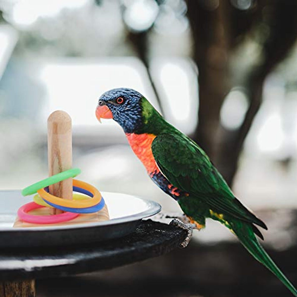 POPETPOP Bird Parrot Toy Bird Ring Toss Game Parrot Training Toys Bird Beak Trim Toys Bird Chewing Toys for Macaws African Grey Cockatoos