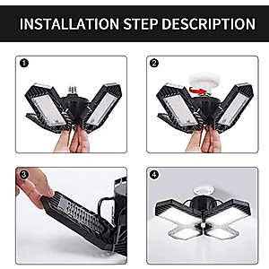 4 Pack LED Garage Lights,100W Deformable Led Garage Lighting 10000LM E26 Daylight 6000K LED Garage Ceiling Lighting Super Bright Adjustable Garage Lights for Garage,Warehouse