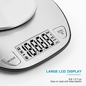 BAGAIL Basics Bathroom Scale + Kitchen Scale, Premium Large Display Backing Scale Food Weighing Scale with Stainless Steel Mixing Bowl