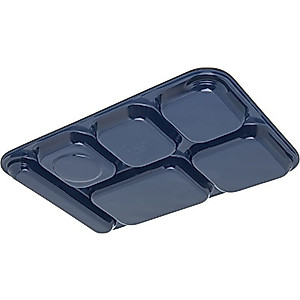 Carlisle FoodService Products Right Hand 6-Compartment Melamine Tray 14.5" x 10" - Dark Blue