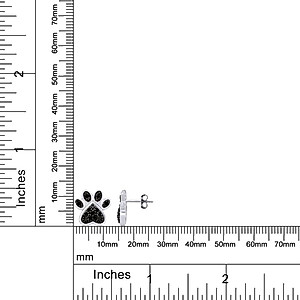 0.25 carat Black Natural Diamond Accent Paw Print Stud Earrings in 14k White Gold Over Sterling Silver