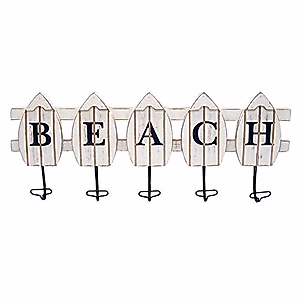 White Beach Wall Hooks for Towels, Coats, Coastal Beach House Decor, 2 Feet