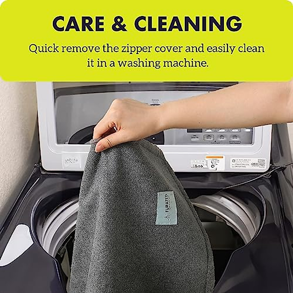 Furated Original Dog Beds for Medium Dogs, Orthopedic Dog Bed with Blanket Attached, Egg-Crate Foam Pet Bed with Removable Washable Cover and Waterproof Liner, Iron Gray, M