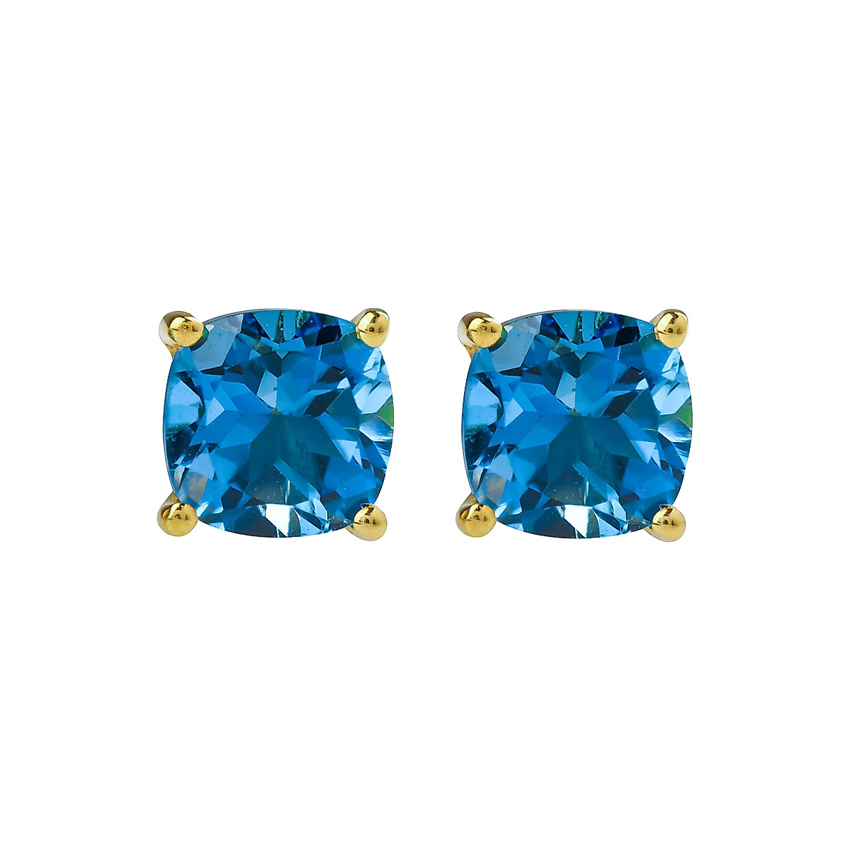 YoTreasure 2.20 ct. t.w. London Blue Topaz Solid 10k Yellow Gold Stud Earrings Jewelry