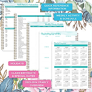 Teacher Planner 2023-2024 - 2023-2024 Weekly & Monthly Lesson Plan Book, July 2023 - June 2024, 8" x 10", Academic Planner 2023-2024 with Twin-Wire Binding for Teachers - Ink-painting Roses