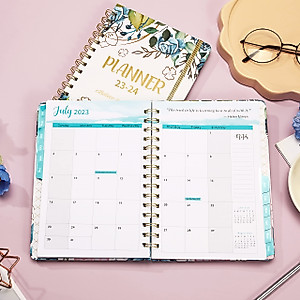 2023 Planner - Planner/Calendar 2023, Jan.2023 - Dec.2023, 2023 Planner Weekly & Monthly with Tabs, 6.4" x 8.5", Hardcover + Back Pocket + Twin-Wire Binding, Daily Organizer - Flower