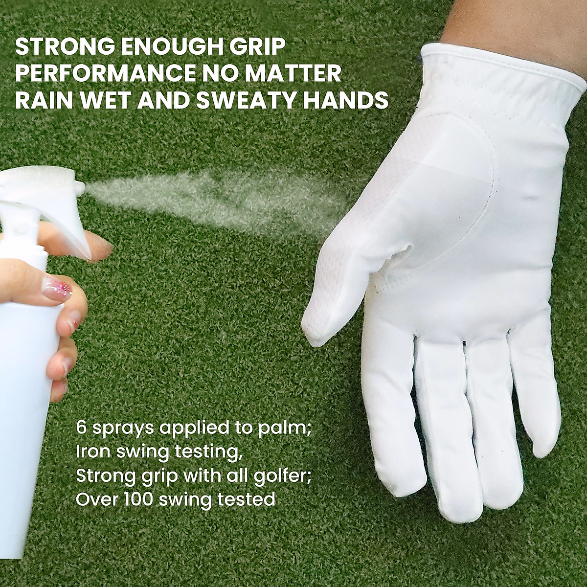 FINGER TEN Men’s Golf Glove Rain Grip Black Grey Pack, Durable Fit for Hot Wet All Weather, Left Hand Size Small Medium Large XL (White, Medium)