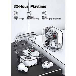 Wireless Earbuds, Bluetooth 5.3 Earbuds, 32H Playtime True Wireless Bluetooth Earbuds with Charging Case and LED Power Display, Sport Workout Earbuds Built in Mic Waterproof Bass Sound Headset (White)