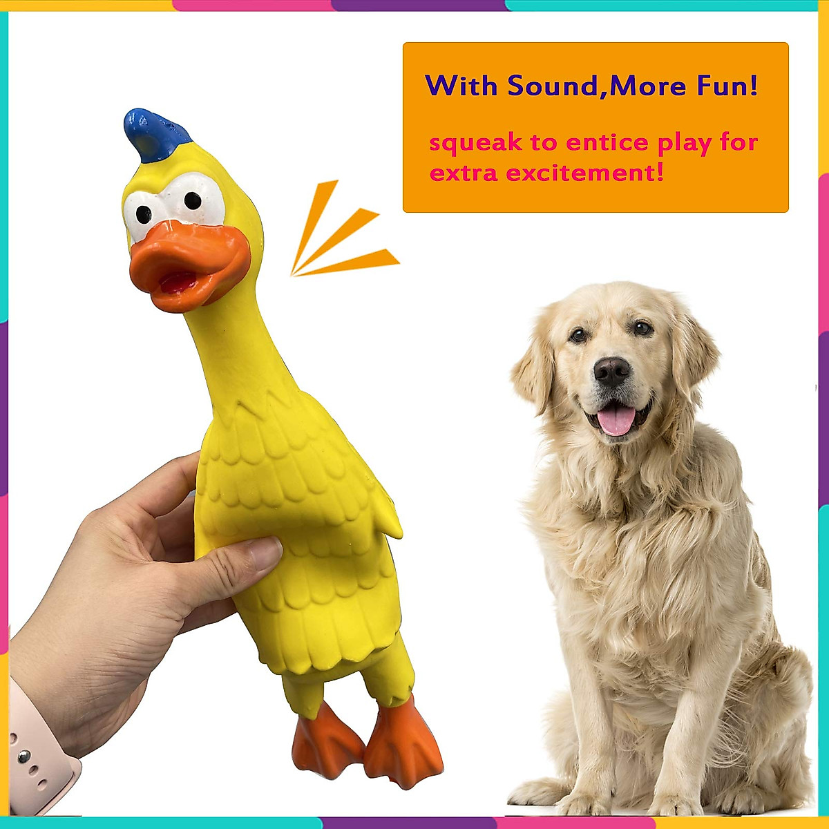 PetLike Squeaky Dog Toys Safe Latex Rubber Dog Toy for Small Medium Dogs Screaming Rubber Duck Dog Toys Set (Duck, 2 Pack)