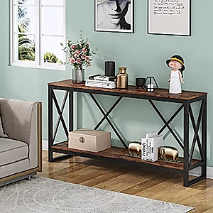 Tribesigns 70.9 Inch Extra Long Console Table, Industrial Narrow Sofa Table Entry Table Behind Couch Table with Open Storage Shelf, Rustic Entryway/Hallway Table for Living Room (Vintage Brown)