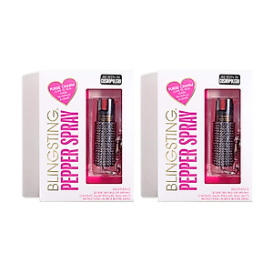 BLINGSTING Maximum Strength Pepper Spray Self Defense Keychain for Women, 12-ft Spray Range, UV Marking Dye, Rhinestones